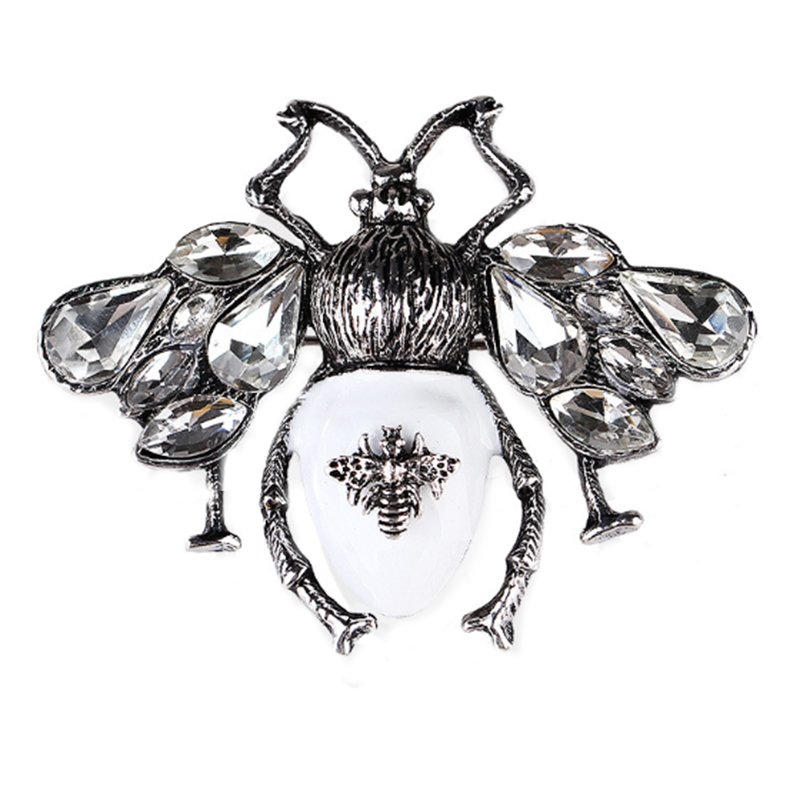 Black Vintage Inset Bee Brooch Pin – Elegant Crystal-Accented Accessory ...