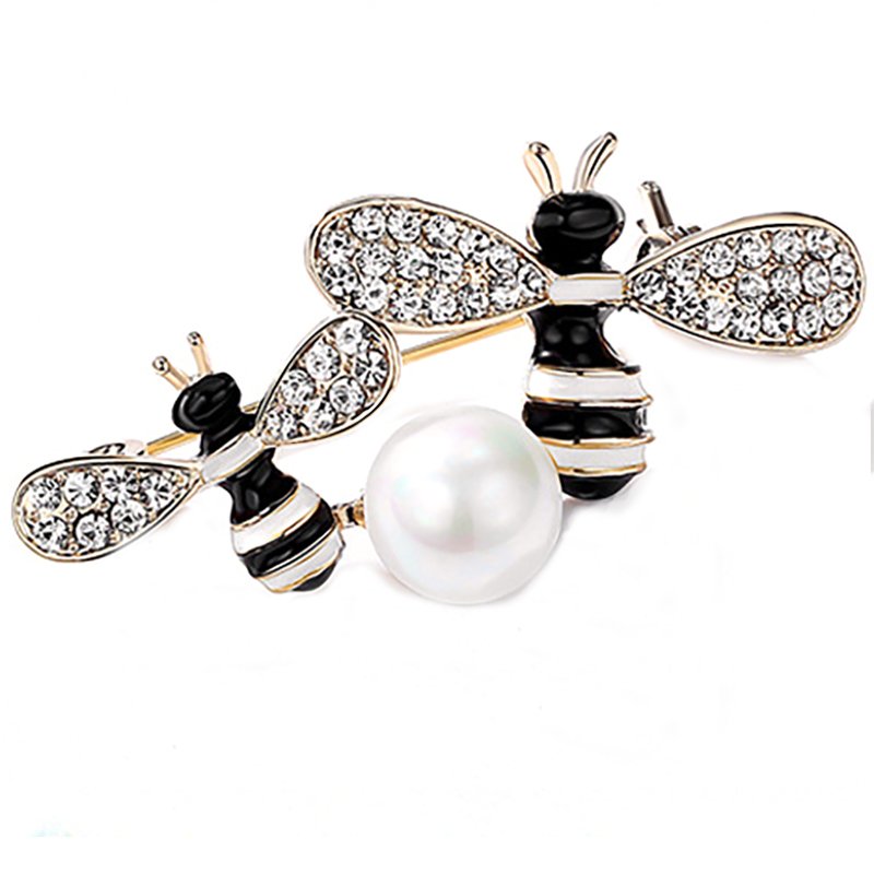 Twin Bees Crystal Brooch – A Stylish Pair to Elevate Your Look - Enzher Bee